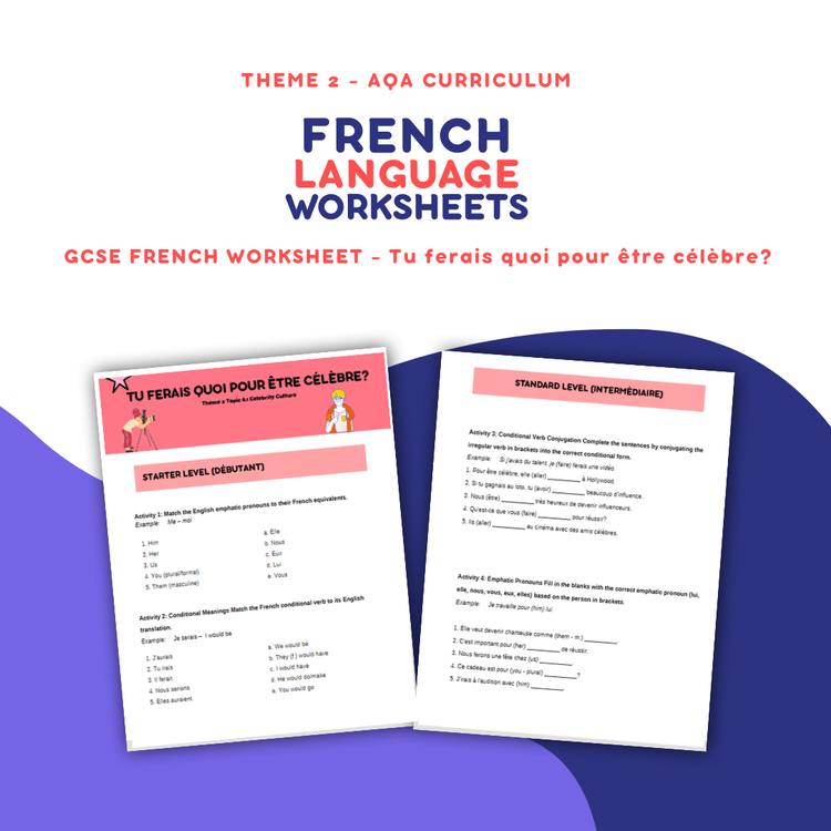 French Worksheets - Downloadable GCSE KS4 Resources – French Language ...